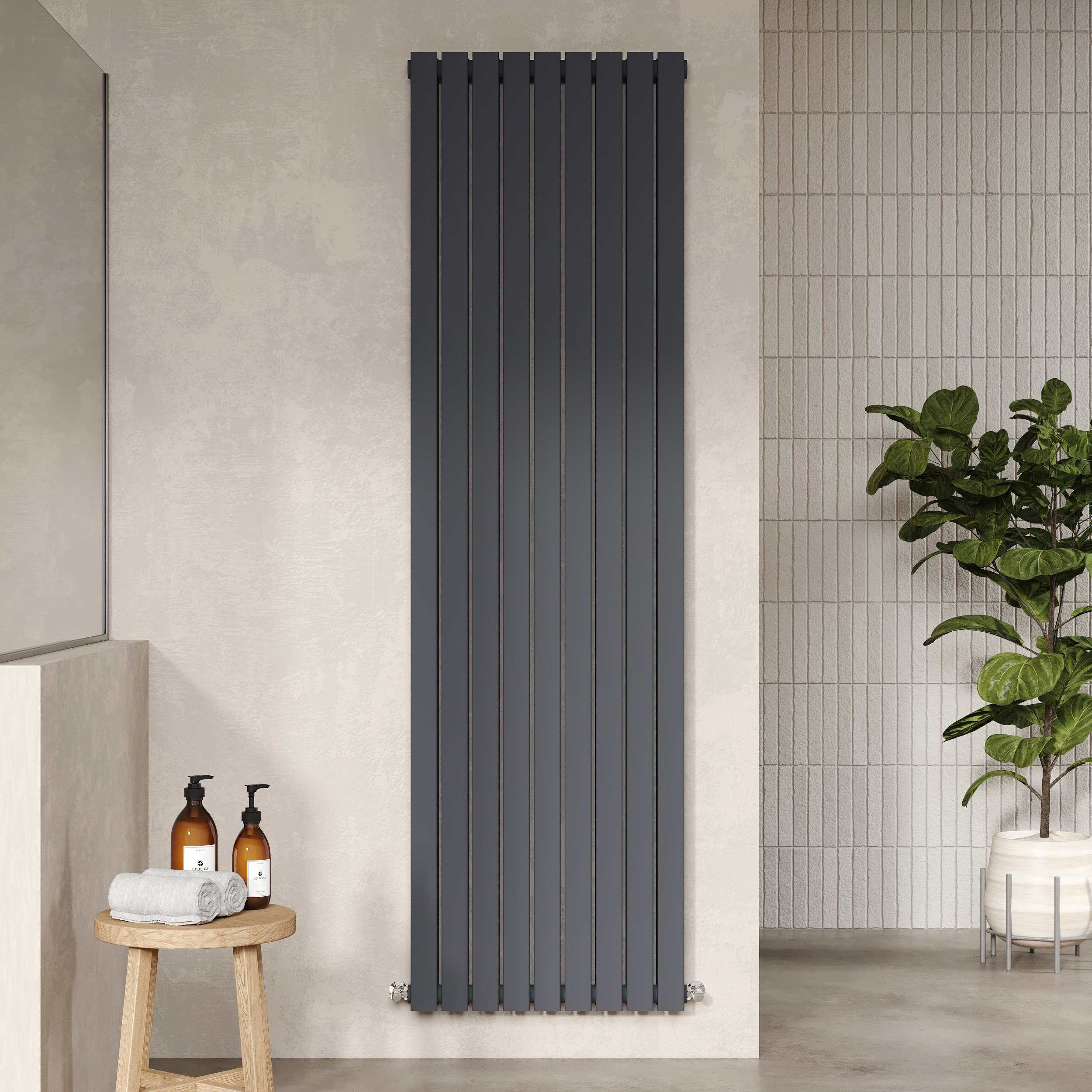 Hudson Reed Nuie Sloane Anthracite Vertical Double Panel Radiator 1800 ...