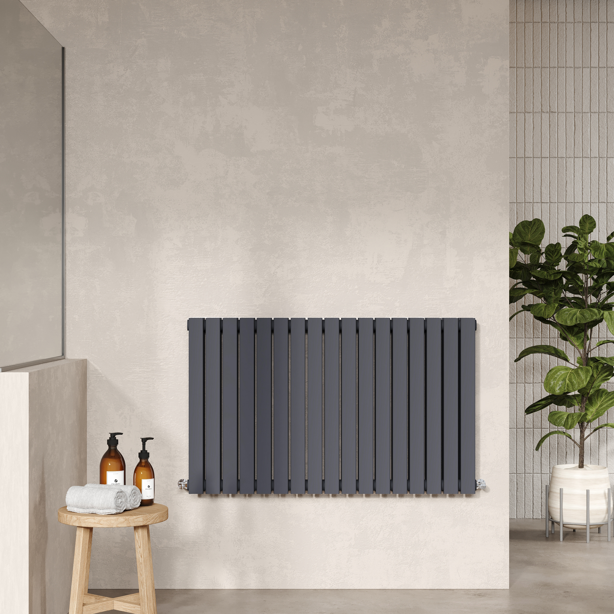 Hudson Reed Nuie Sloane Anthracite Horizontal Double Panel Radiator 600 ...