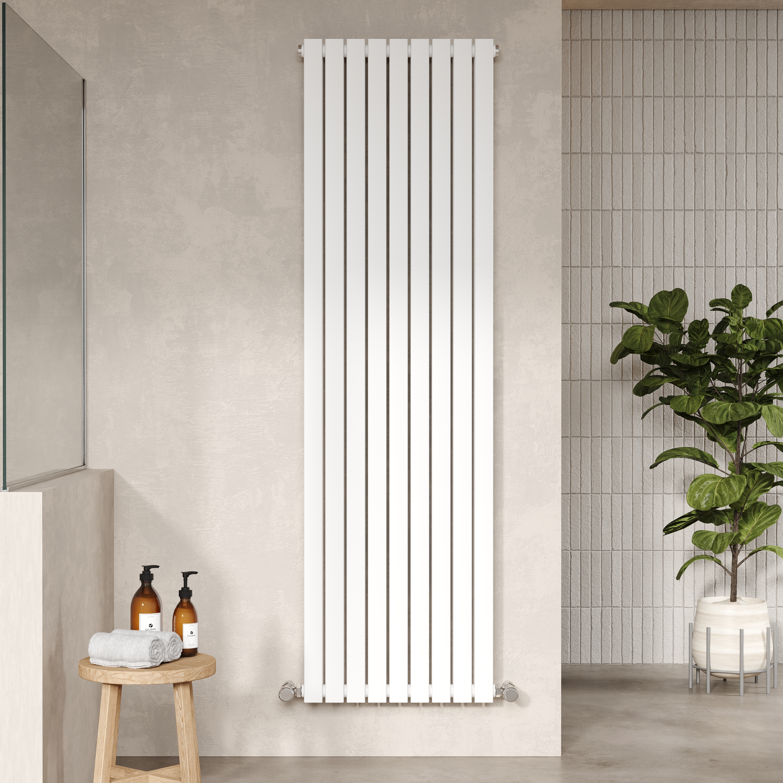 Hudson Reed Nuie Sloane Satin White Vertical Double Panel Radiator 1800 ...