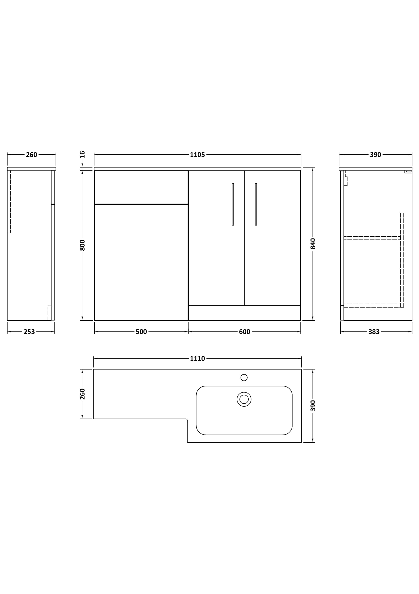 Nuie Arno Anthracite Woodgrain 1100mm Right Hand Vanity Unit Pack ...