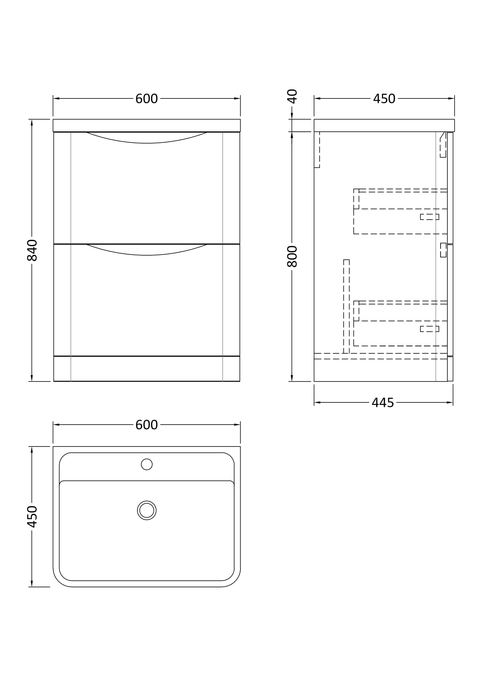 Nuie Lunar Satin Green 600mm Floor Standing 2 Drawer Vanity Unit and ...