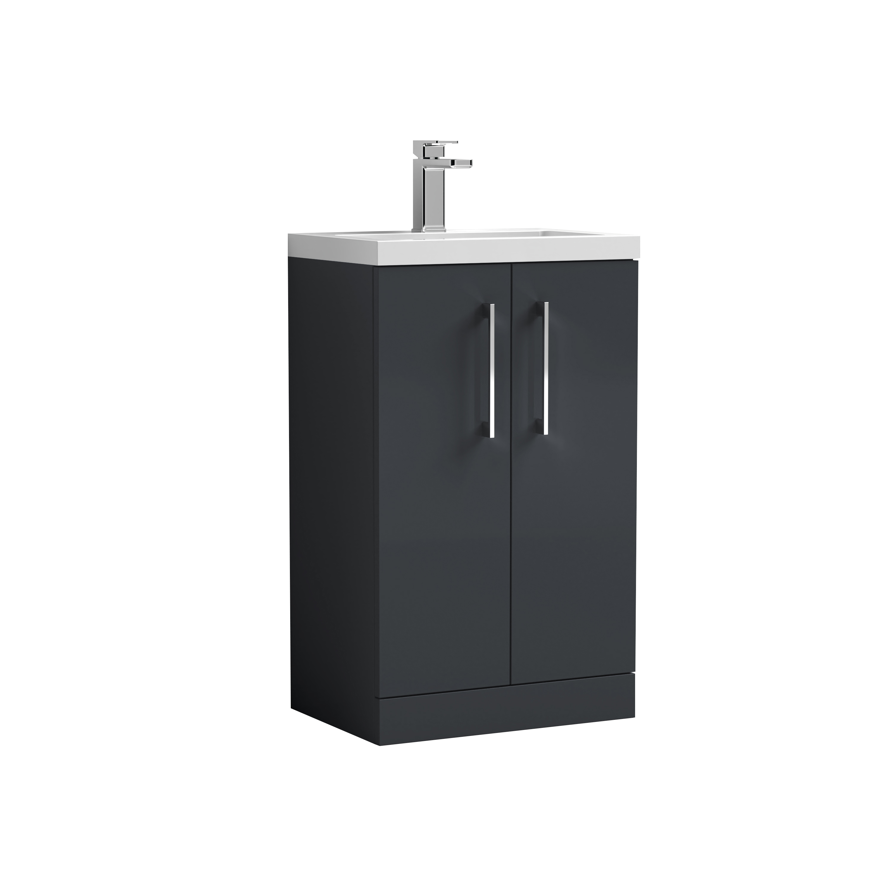 Nuie Arno Compact Soft Black 500mm Floor Standing 2 Door Vanity Unit ...