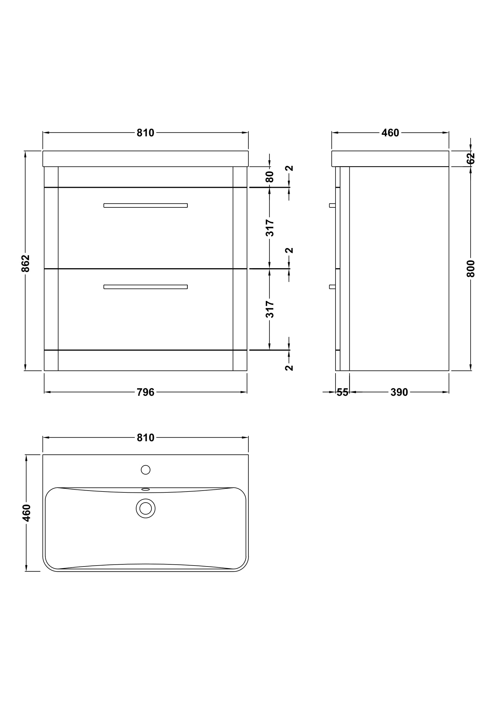 Hudson Reed Solar Pure White Floor Standing 800mm Vanity Unit and Thin ...